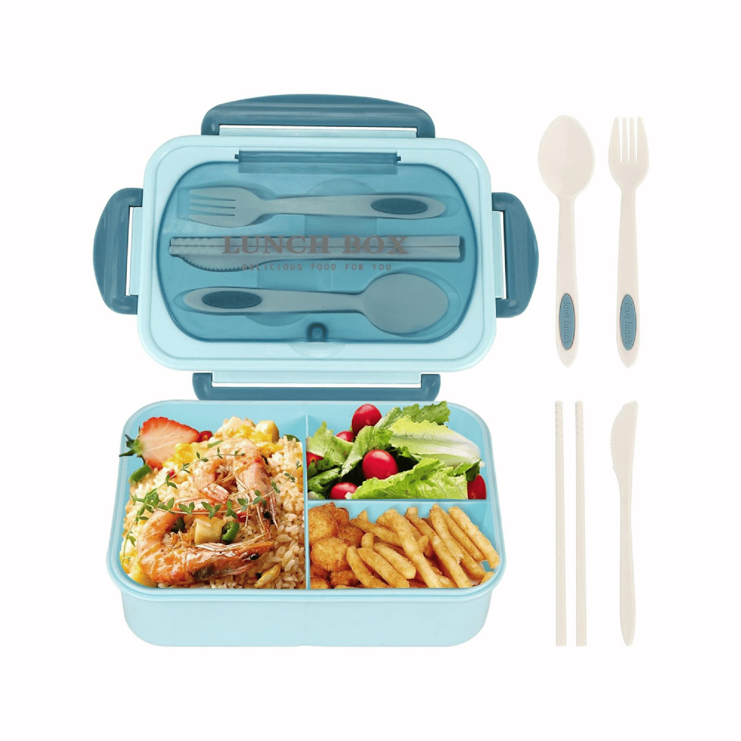 Taper Termico Comida Contenedor Mas Cubiertos 1,2 ML Celeste